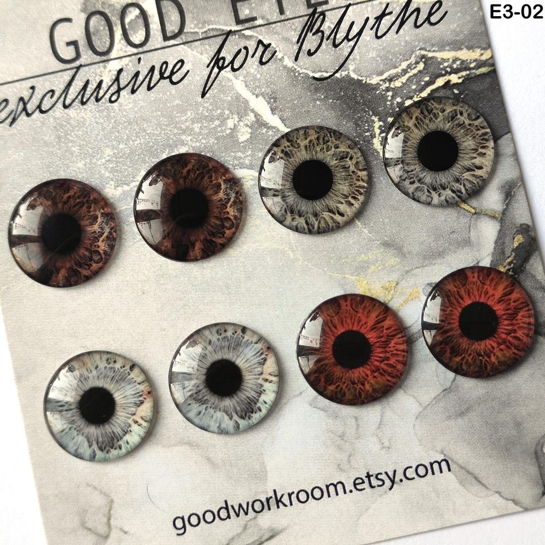 E3-02 ONE Pair or FOUR Pairs Brown Eye Chips for Blythe Thin Glass Neo ...