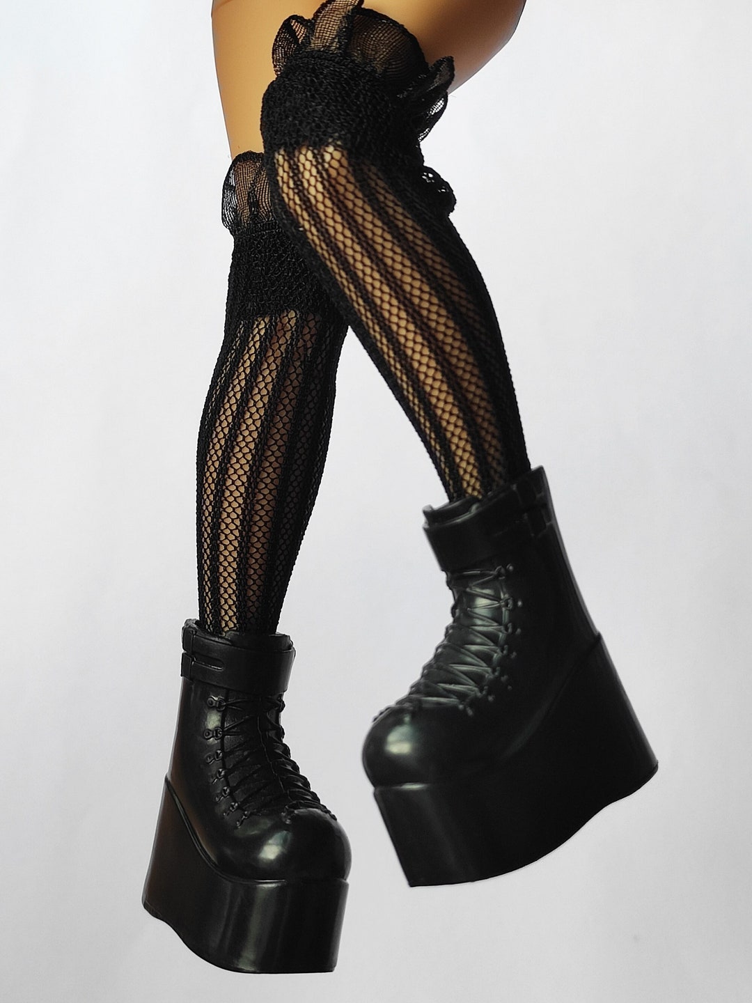 B13 Black Blythe Doll Shoes 90s Style Lolita Shoes Blythe Boots High ...