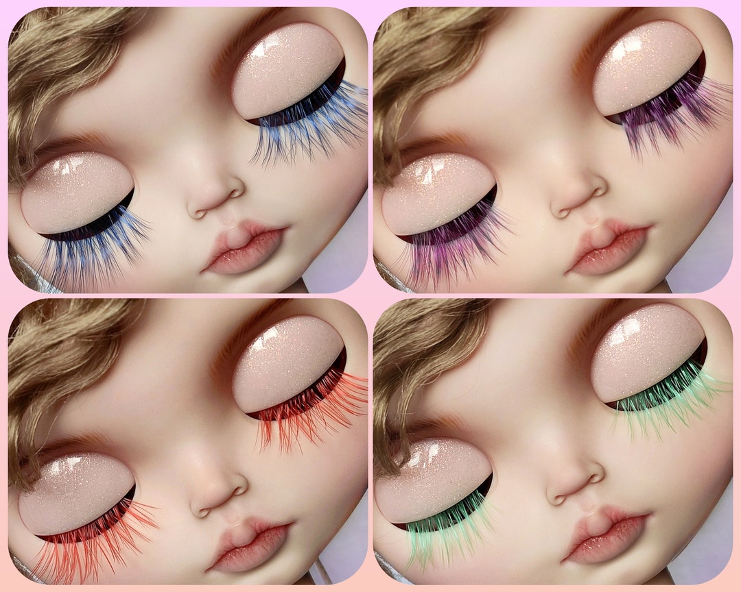 6 COLORS - Blue, Purple, Red, Green Eyelashes for Blythe Dolls, Lashes ...