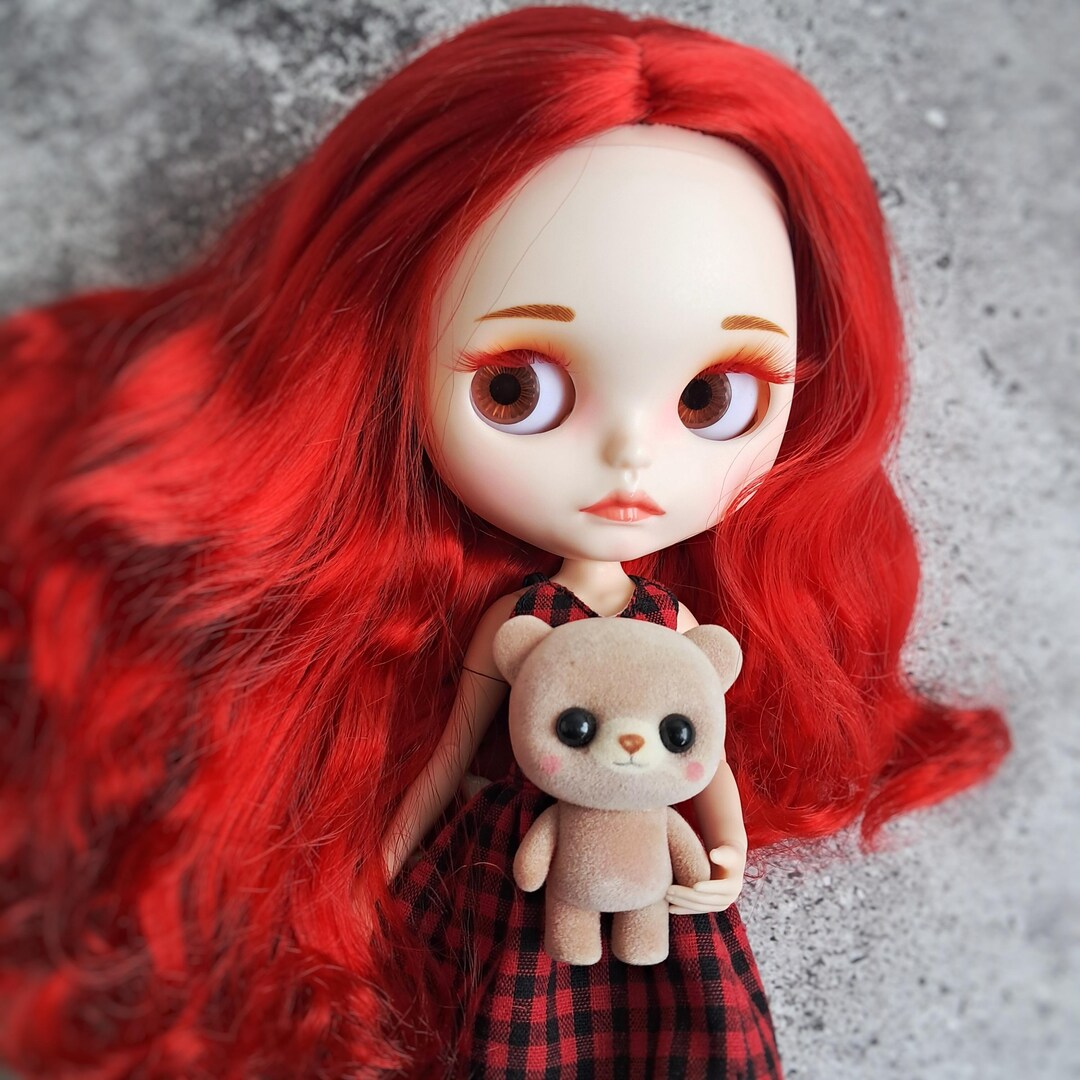 BL-12 Blythe Doll Red Hair, Alternative Doll, Matte Face - Dress, Shoes ...