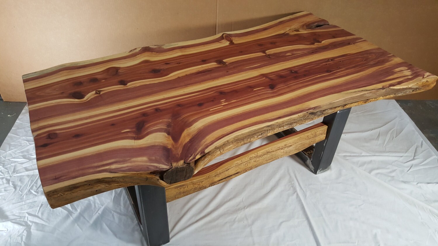 Rustic Red Cedar Slab Live Edge Living Room Coffee Table and | Etsy