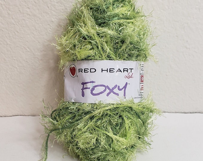 1 Skein (3 Available) Red Heart Foxy Eyelash Yarn, Grass (green Hues) 1 ...