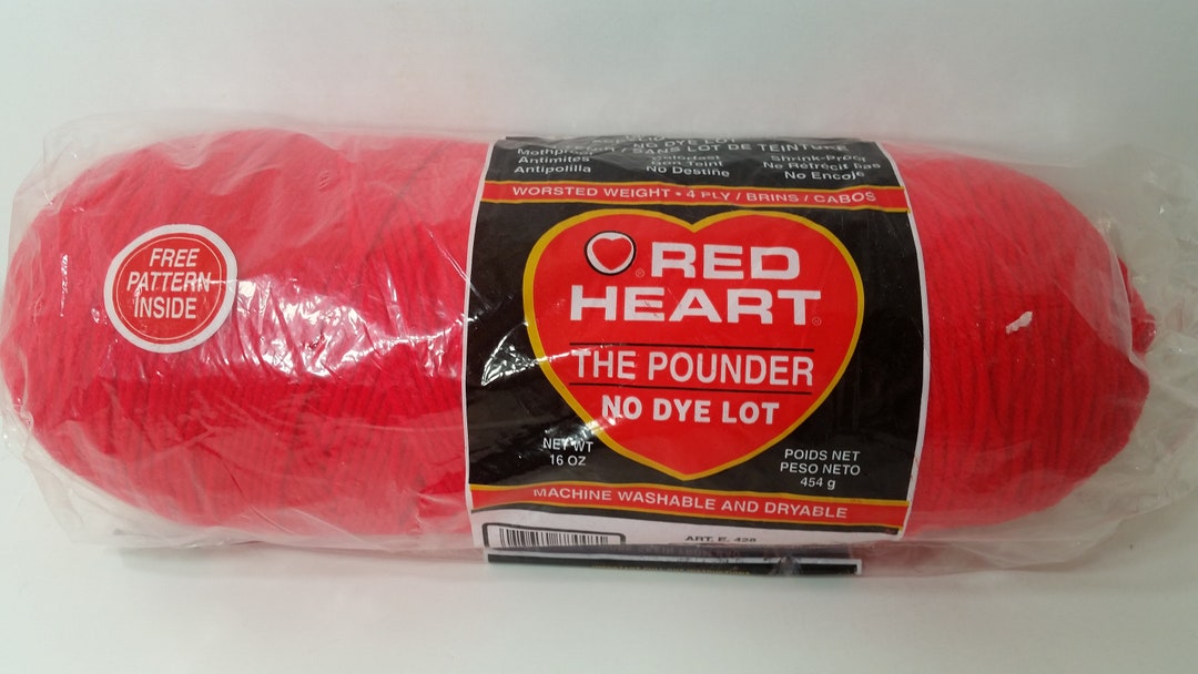 1 Skein Red Heart Pounder Yarn, Hot Red, No Dye Lot, 16oz/454g, Medium ...