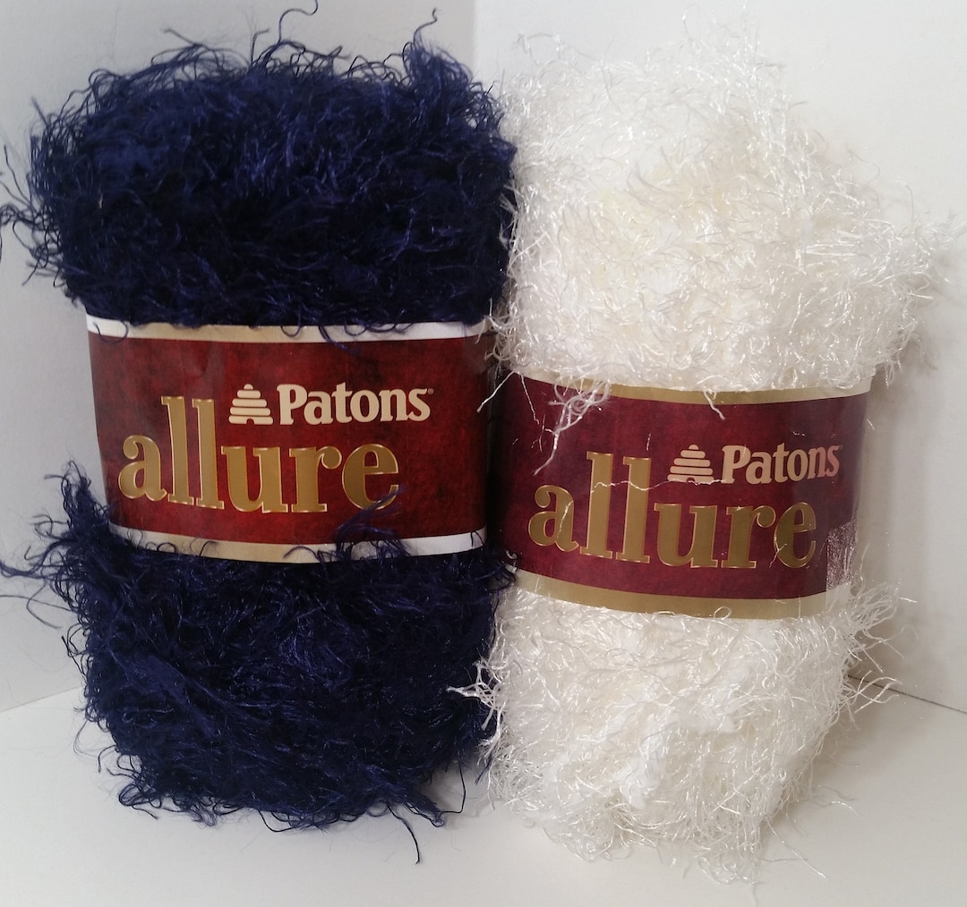Patons Allure Eyelash Yarn: Sapphire Blue, Bulky 5, 1.75oz - Etsy