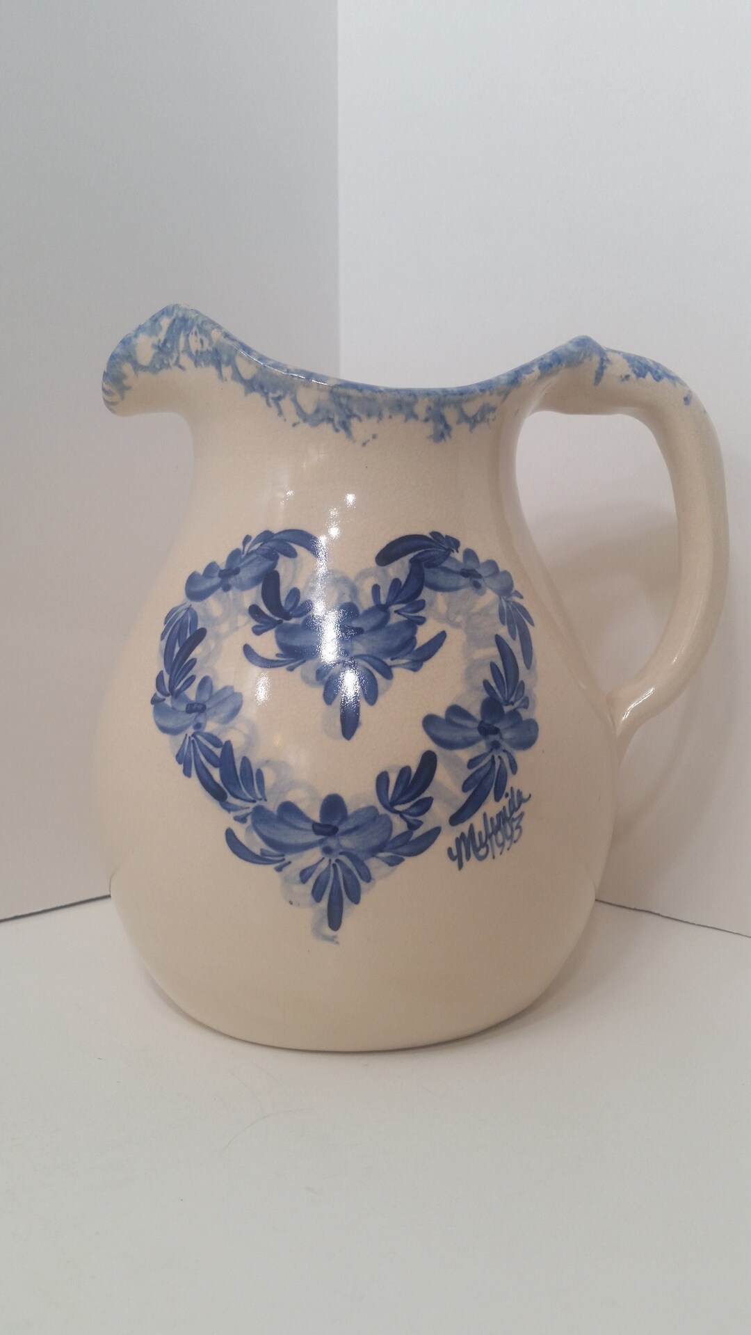 Ellis Prod. Marshall's Pottery Pitcher, Signed 1993, 7.5" Tall X 7" W ...
