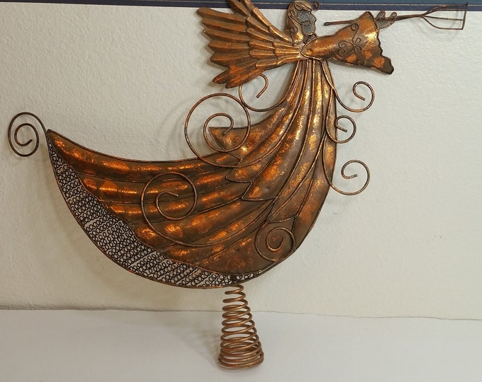 Copper Colored Metal Angel Tree Topper or Wall Hanging (16.5in Wide ...