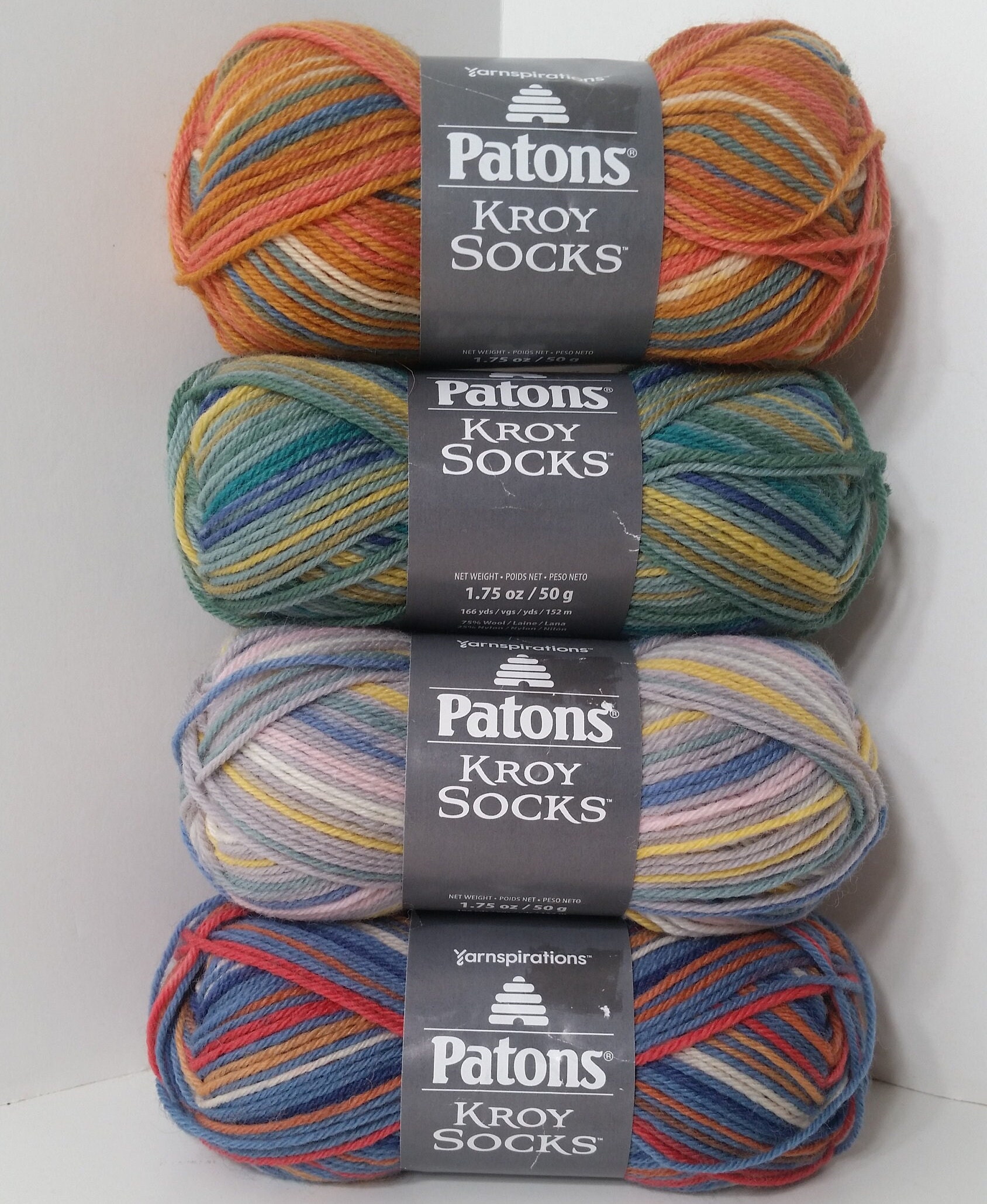 Patons Kroy Sock Yarn: Washable Wool Blend, Striped (1.75oz/50g) - Etsy