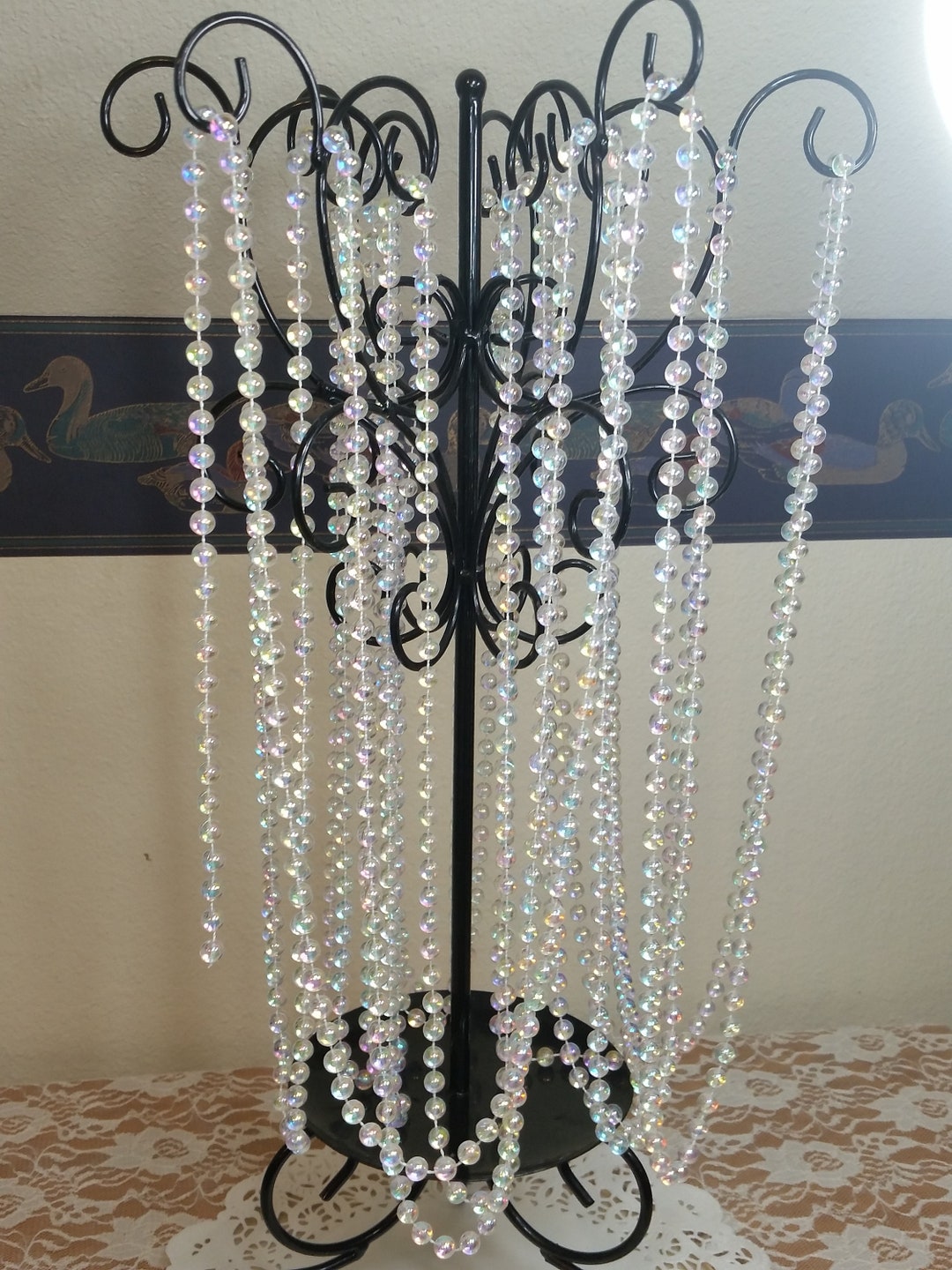 Clear Iridescent Single Strand Bead Garland, 36ft 17in, Festive Garland ...