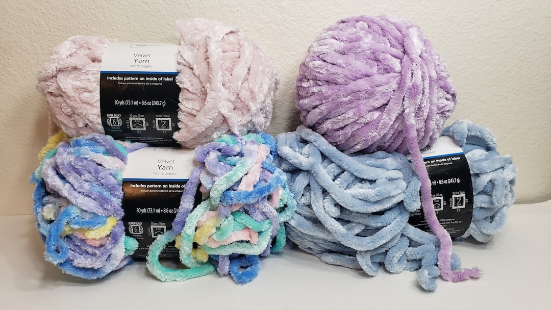 1 Skein 12 Available/2 Colors Mainstays Velvet Yarn, 8.6 Oz/243.7g, 80y ...