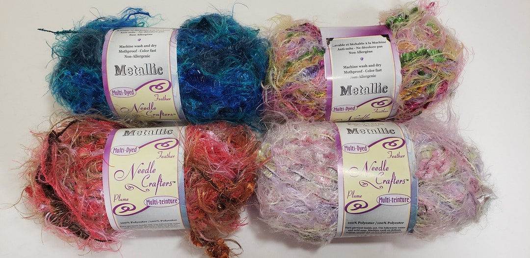 Metallic Feather Plume Yarn: Needle Crafters Polyester, 50g - Etsy