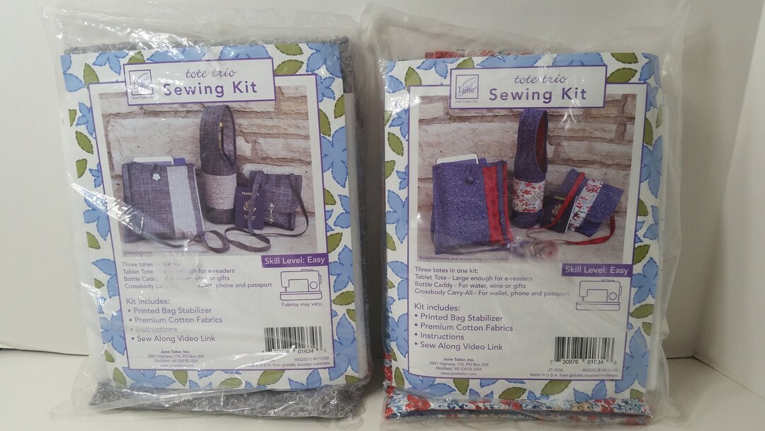 June Tailor Tote Trio Sewing Kit, Easy Skill Level, Fabrics May Vary ...