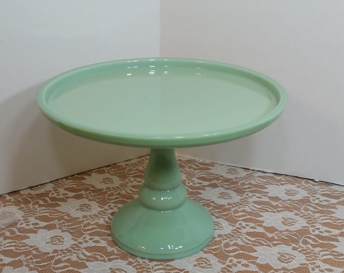 Vintage Jadeite Pedestal Cake or Dessert Plate, 10 1/2" W X 7" Tall; No ...