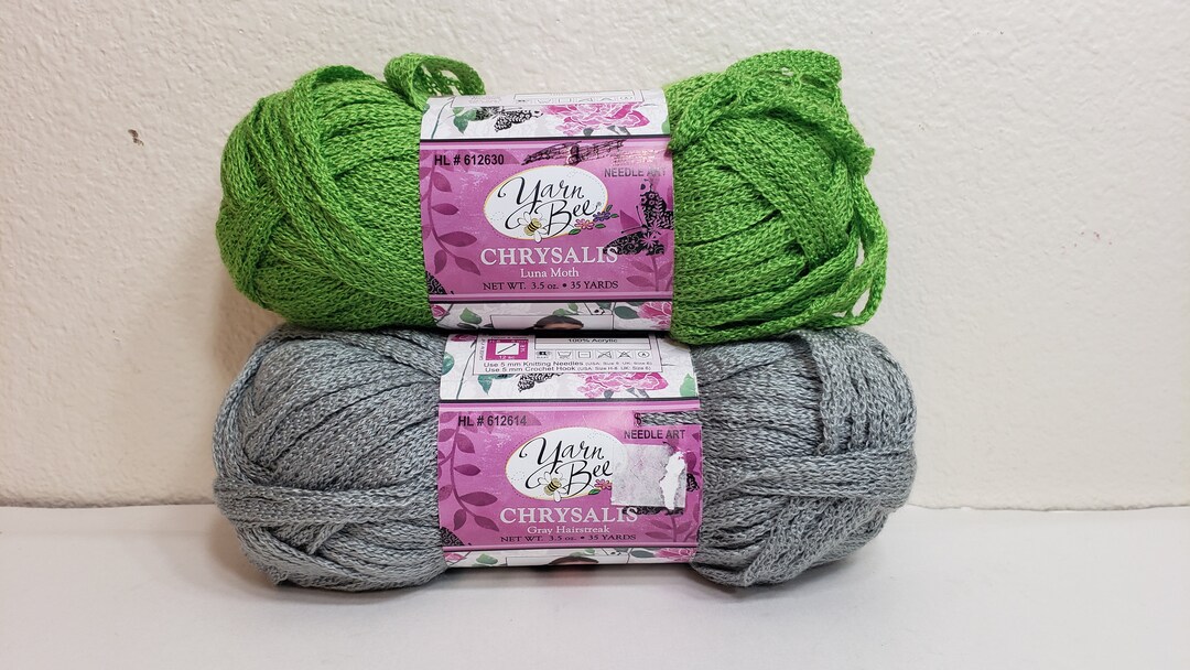 1 Skein Yarn Bee Chrysalis Ruffle Yarn, Gray Hairstreak, Luna Moth ...