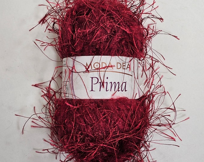 1 Skein Moda Dea Prima Long Eyelash Yarn, Burgundy, 1.76oz/50g, 72y/66m ...