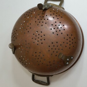 Vintage Italian Copper Colander With Brass Feet & Handles, Not Polished ...