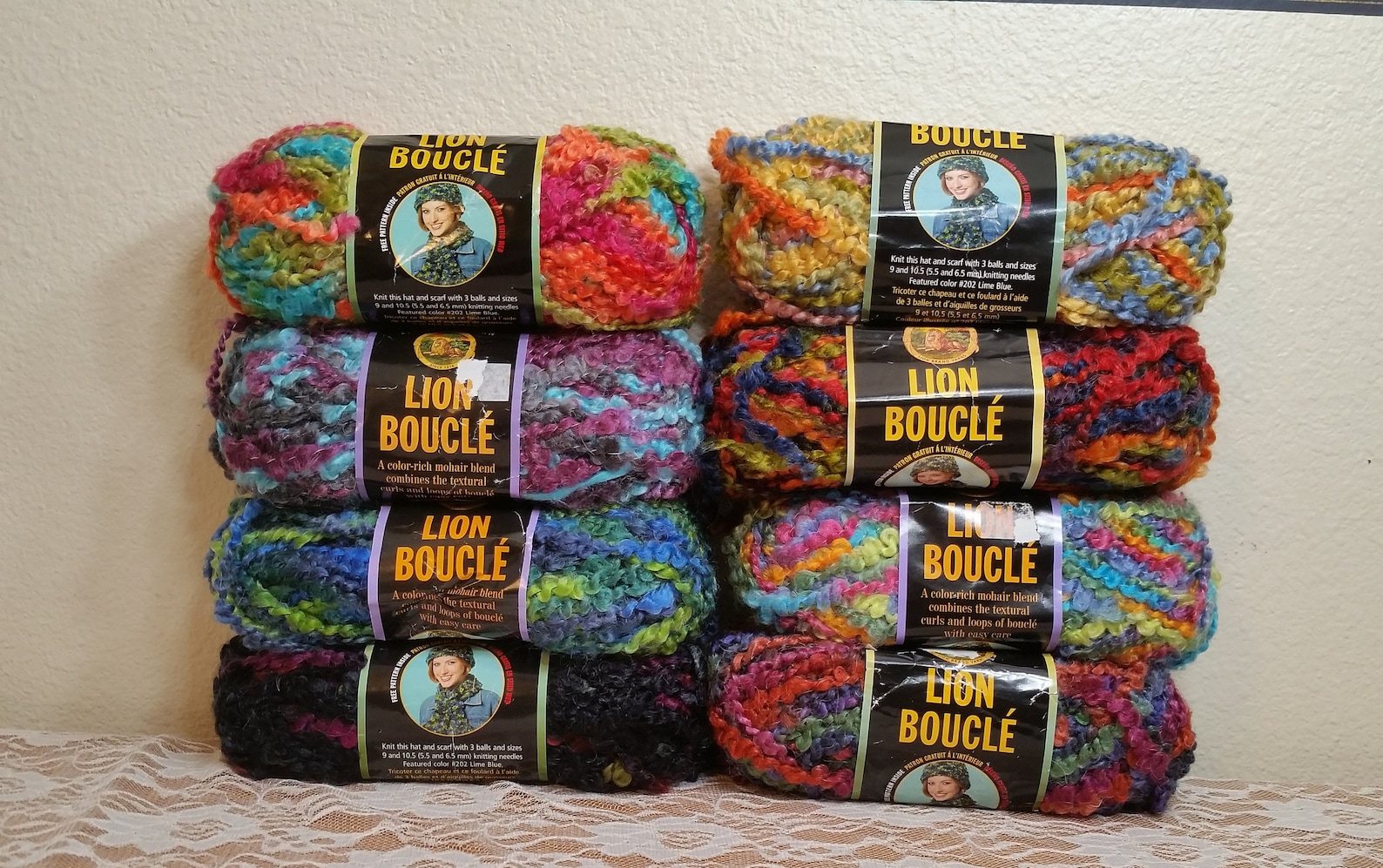 Lion Brand Lion Boucle' Yarn: Super Bulky, Acrylic Mohair Nylon Blend ...