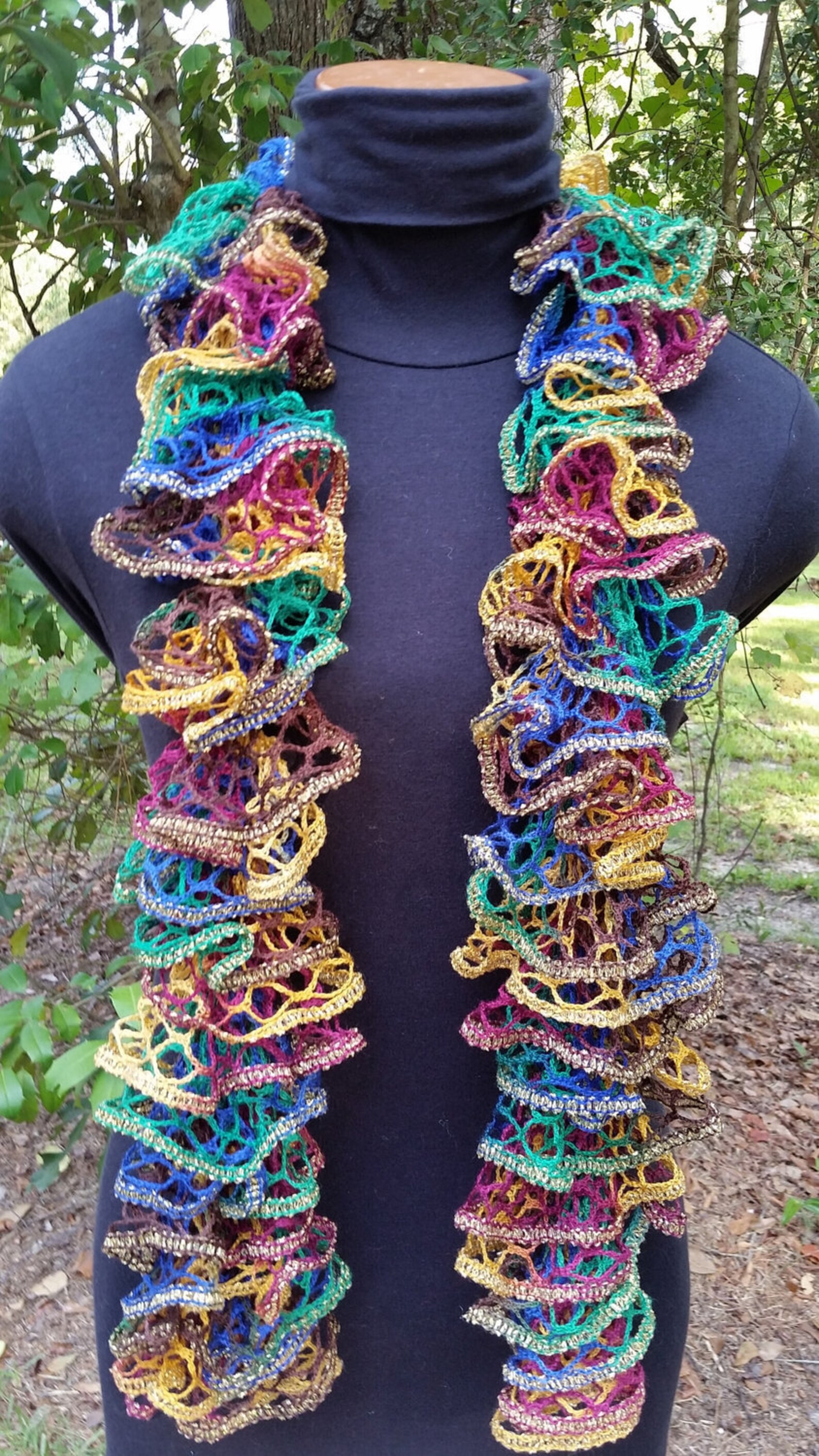 4 X 45 Inches Knitted Multi-colored Mesh Ruffle Scarf With a - Etsy