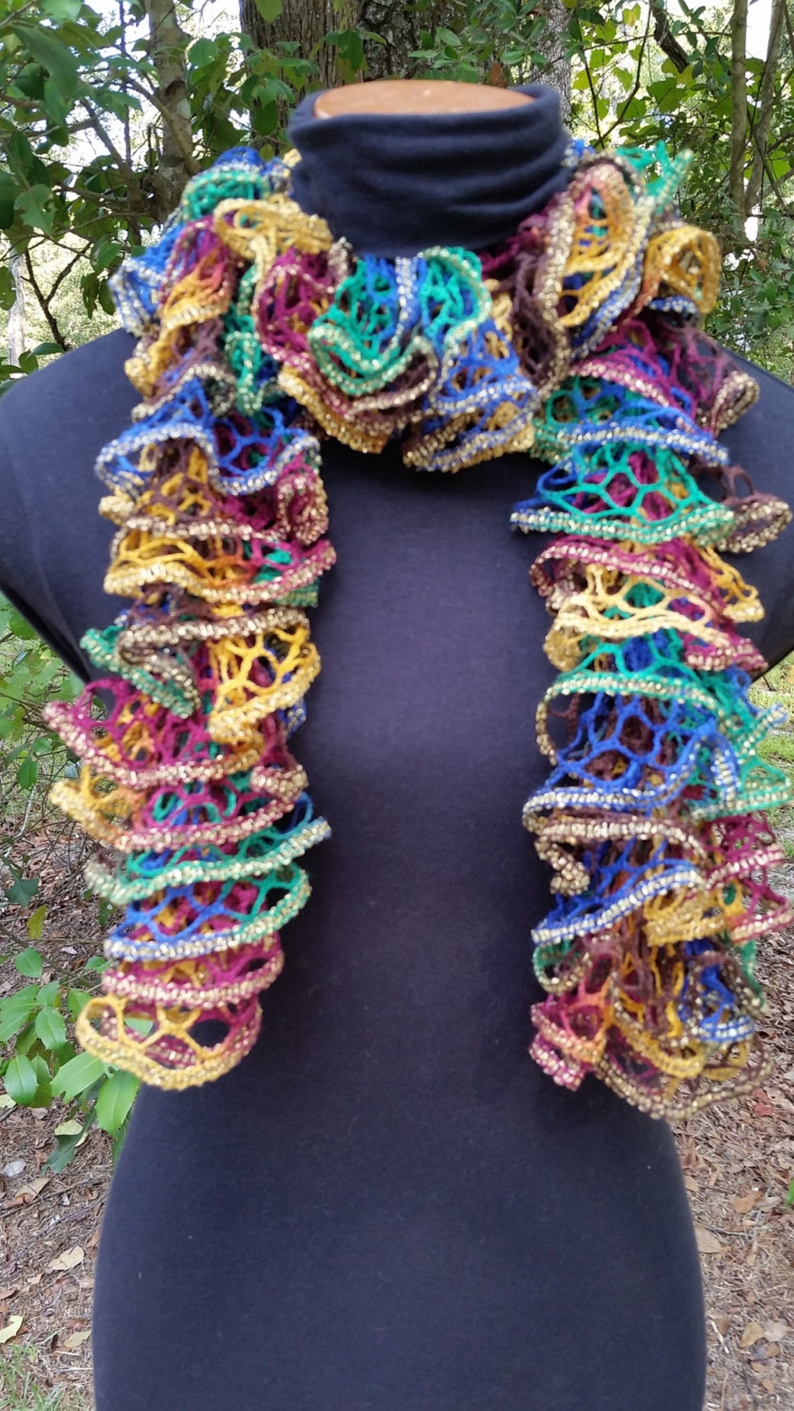 4 X 45 Inches Knitted Multi-colored Mesh Ruffle Scarf With a - Etsy