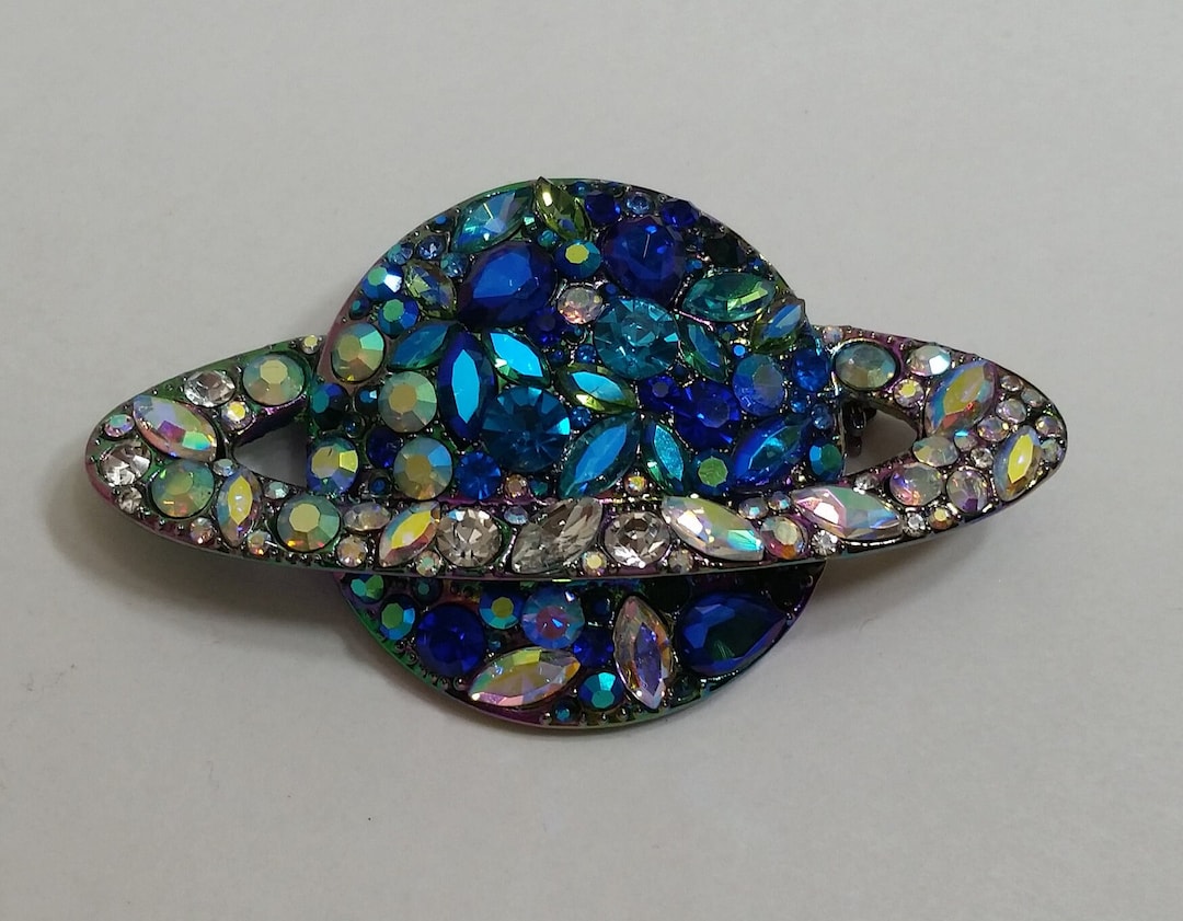 Jeweled Saturn With Rings Brooch/pin for Hats, Jackets, Scarves, Tote ...