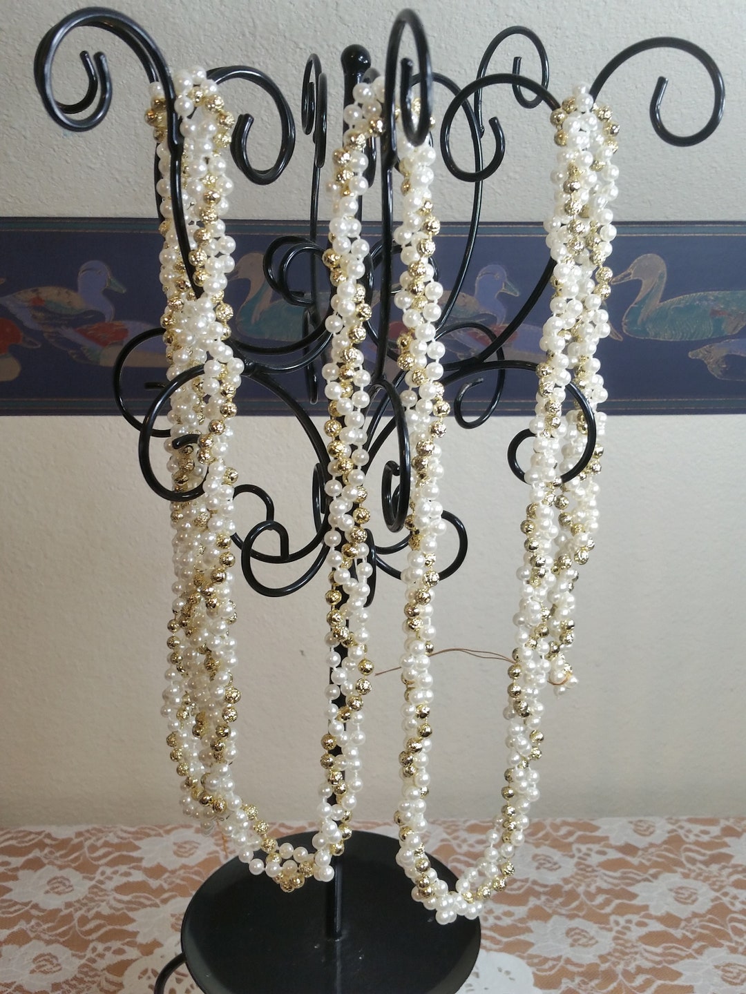 Braided Pearl & Gold Bead Garland: 8 Ft - Etsy