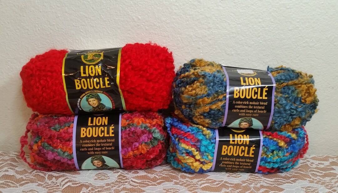 1 Skein Price Lion Brand Lion Boucle' Yarn 4 Colors, 2.5oz/70g, 57yds/52m, 6 Super Bulky ...
