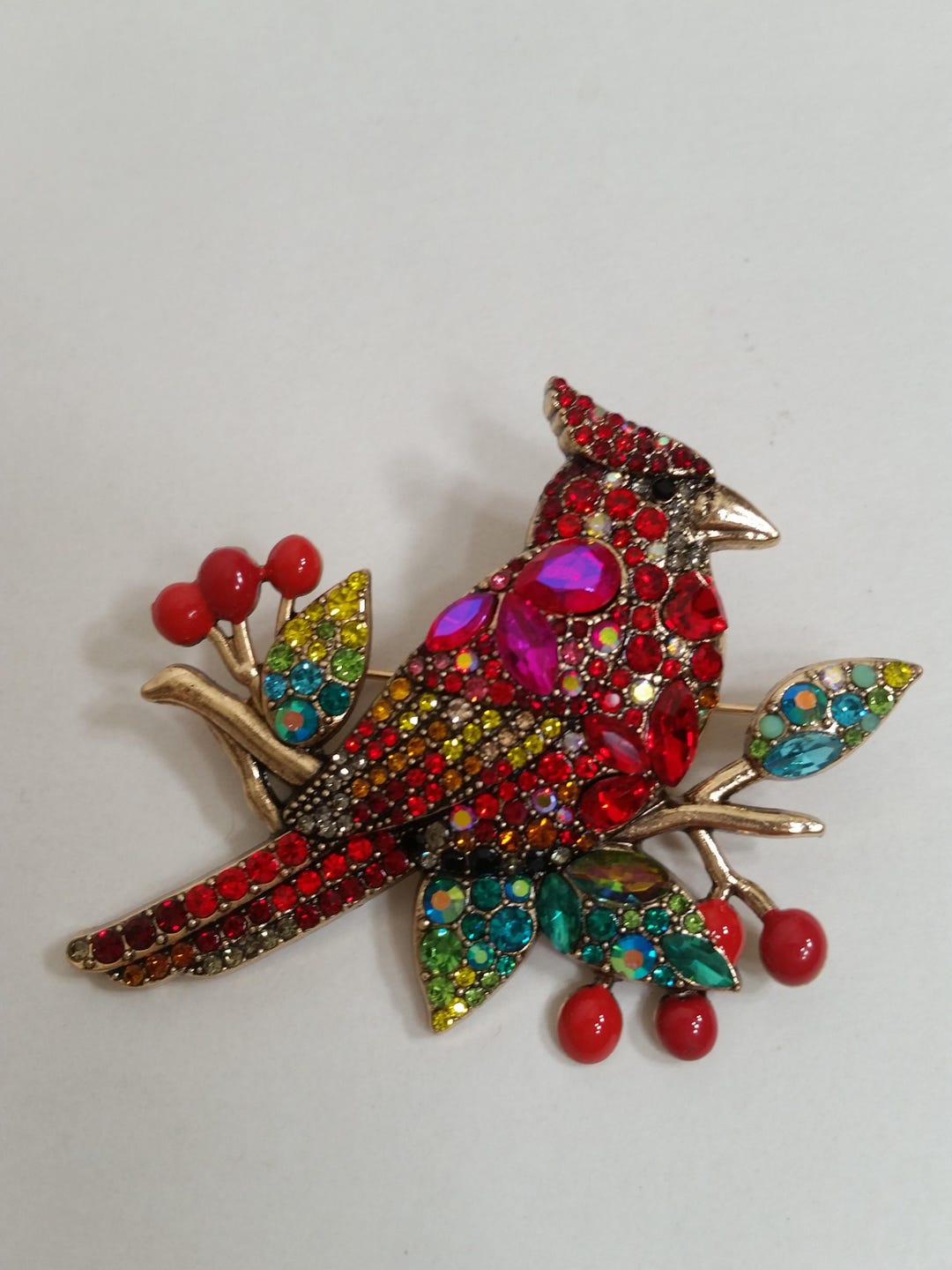 Rhinestone Cardinal Brooch/pin - Etsy