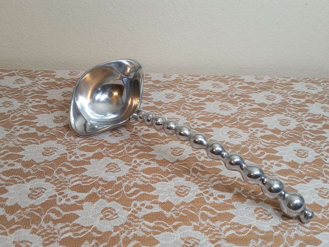 Pewter Ladle 14in L, 5 3/4in W With Beaded Shaped Handle; No Return - Etsy