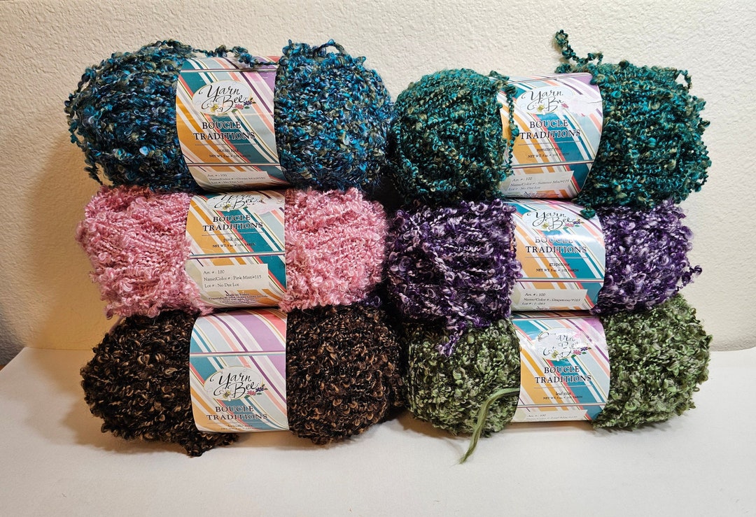 1 Skein Yarn Bee Boucle Traditions Yarn, (summer Mix, Grapetone, Leaf ...
