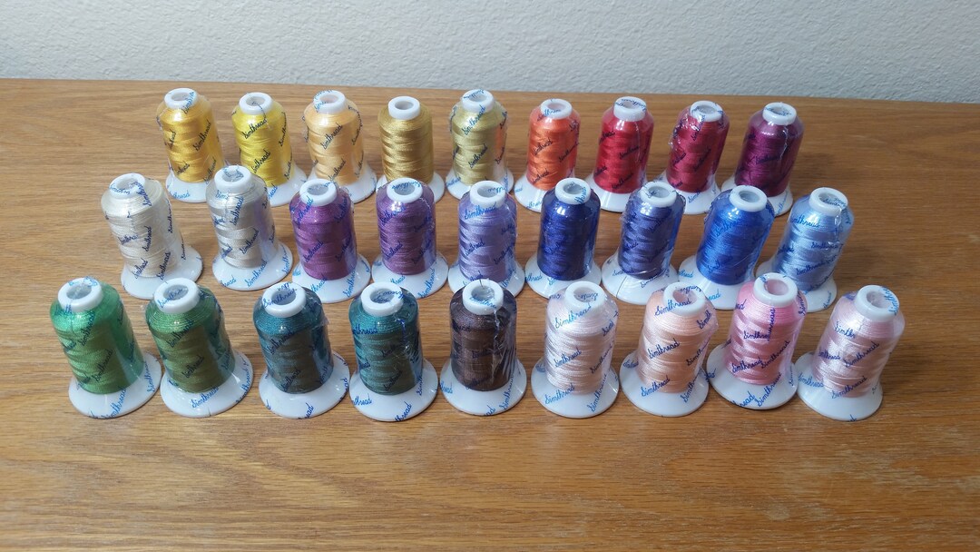 1 Set of 27 Spools Simthread Embroidery Thread (27 Different Colors), Polyester, 500m/546y ...