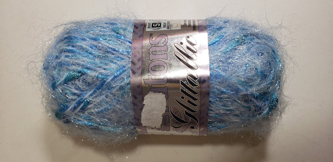 1 Skein (18 Skeins Available) Patons Glittallic Yarn, Blue Flash, 1 ...