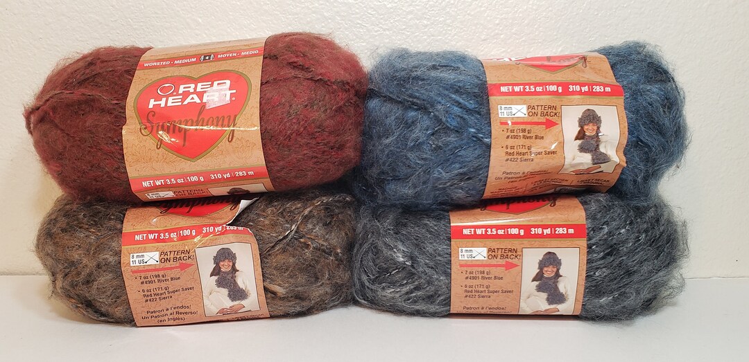 1 Skein (11 Available/4 Colors) Red Heart Symphony Yarn, Redwood, River ...