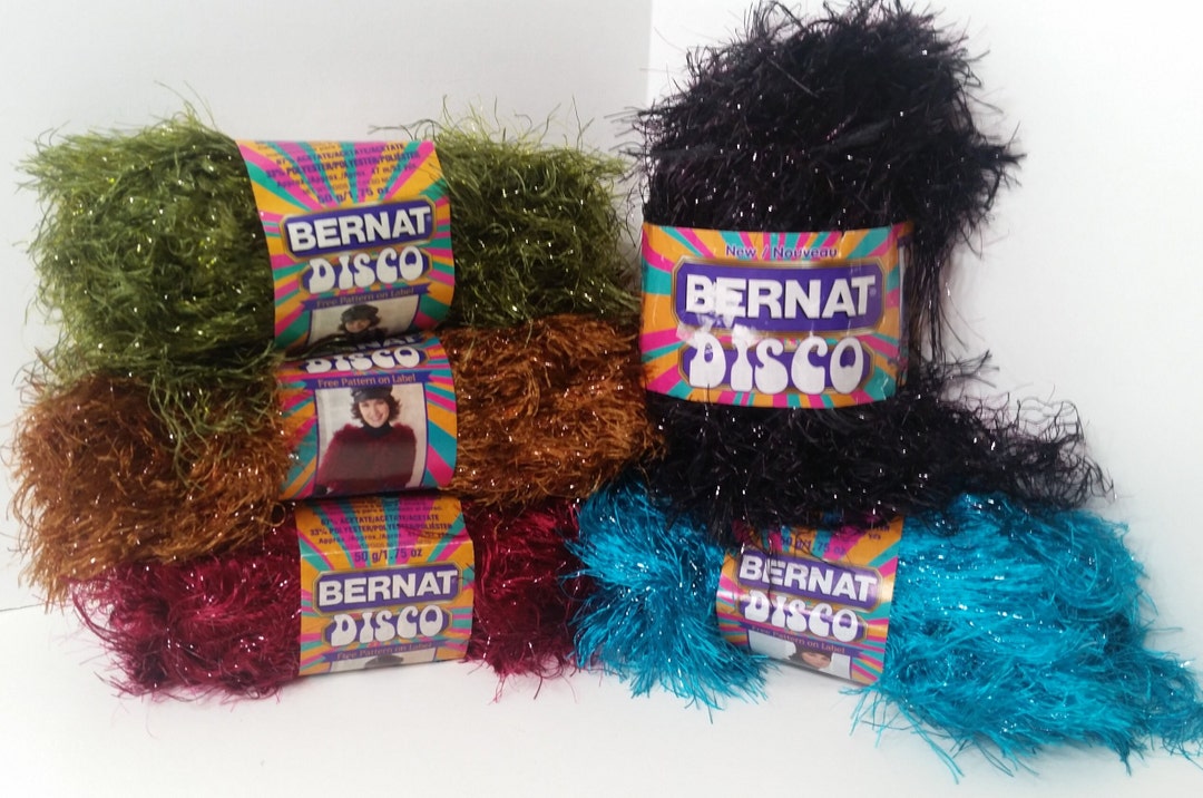 1 Skein 64 Skeins Available in 5 Colors Bernat Disco Yarn, 1.75oz/50g ...