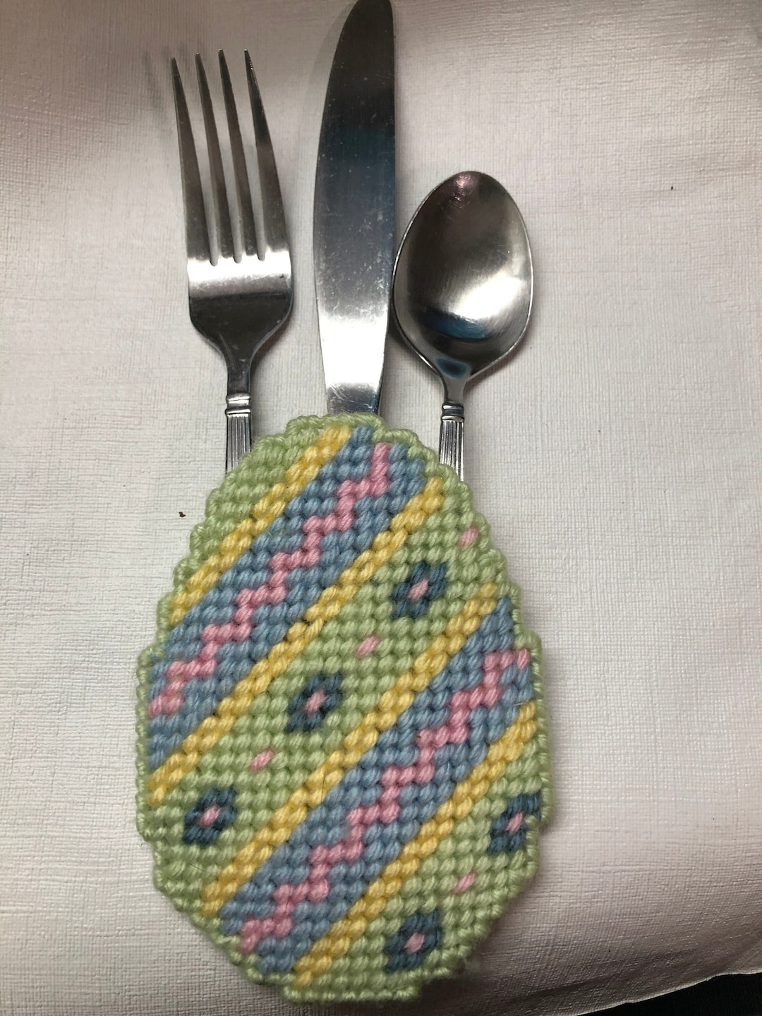 Plastic Canvas Easter Egg Silverware Holder - Etsy
