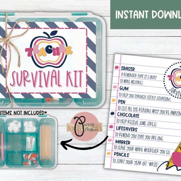 Teacher Survival Kit Tag - Etsy