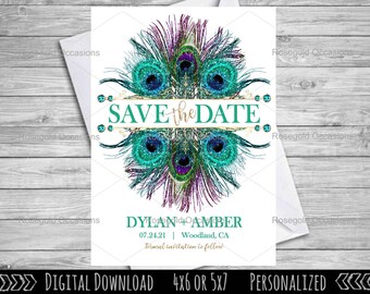 Purple Teal Peacock | Etsy