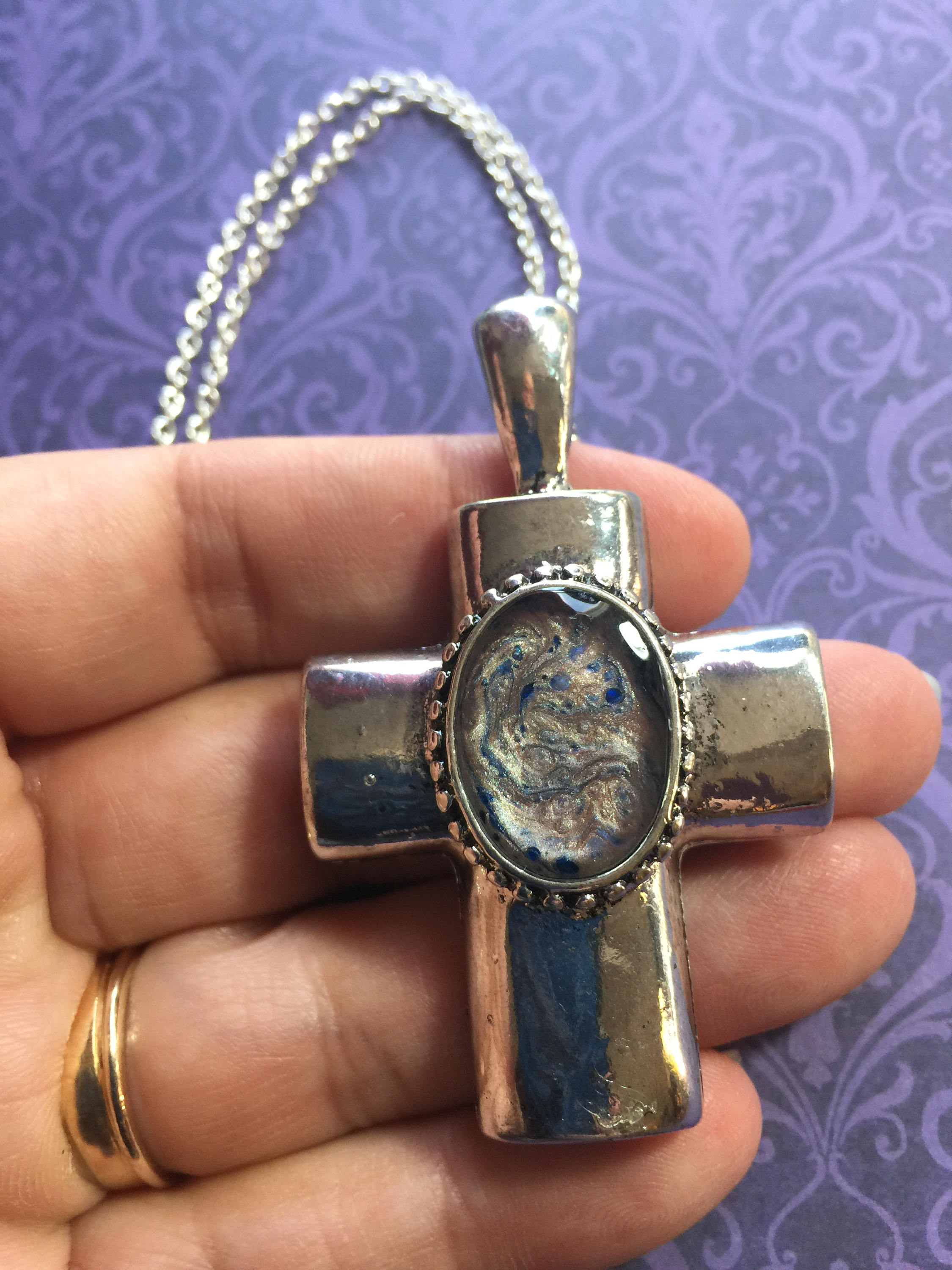 Large Cross Necklace Silver Cross Silver Cross Pendant | Etsy