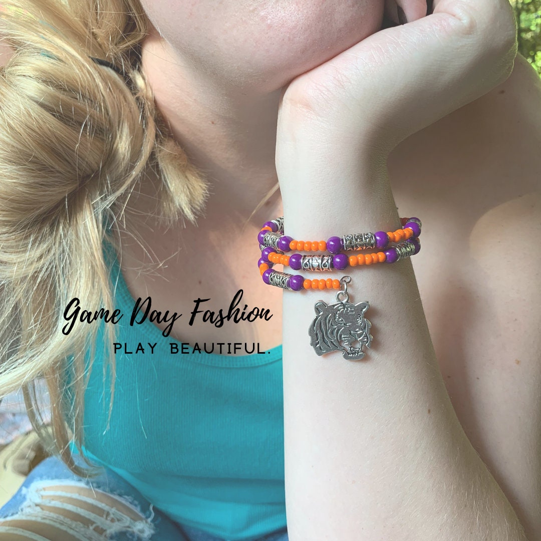 Clemson Tiger Game Day Bracelet | Clemson Football Jewelry | Game Day ...