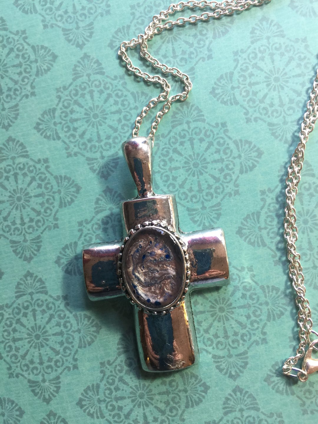 Large Cross Necklace Silver Cross Silver Cross Pendant - Etsy