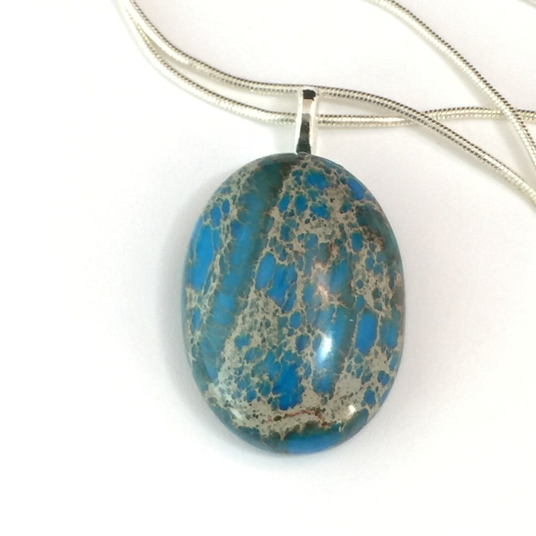Blue Stone Necklace | Marbled Pendant | Stunning Blue Jewelry | Blue ...