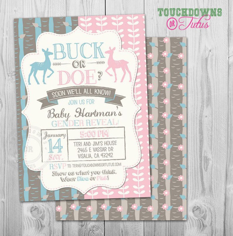 Buck or Doe Gender Reveal Party Invitation Hunting Theme Buck - Etsy