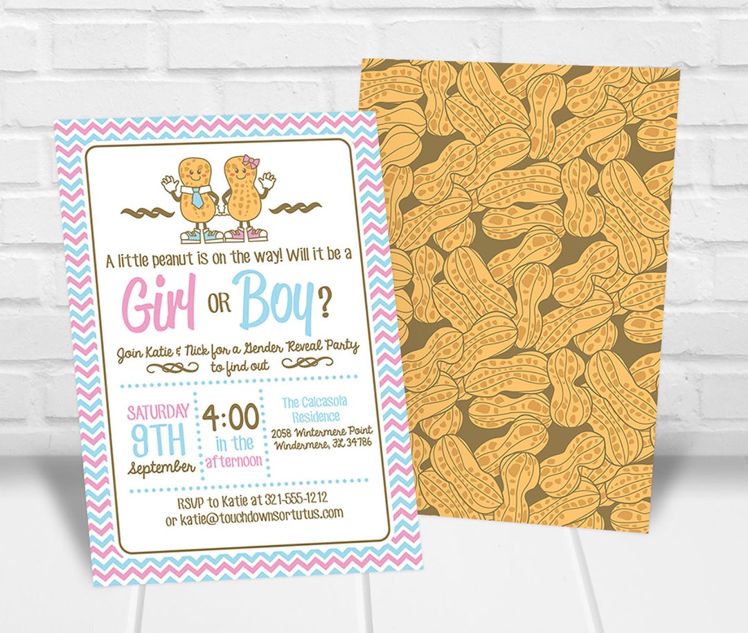 Little Peanut Gender Reveal Invitation Printable, Unique Gender Reveal ...
