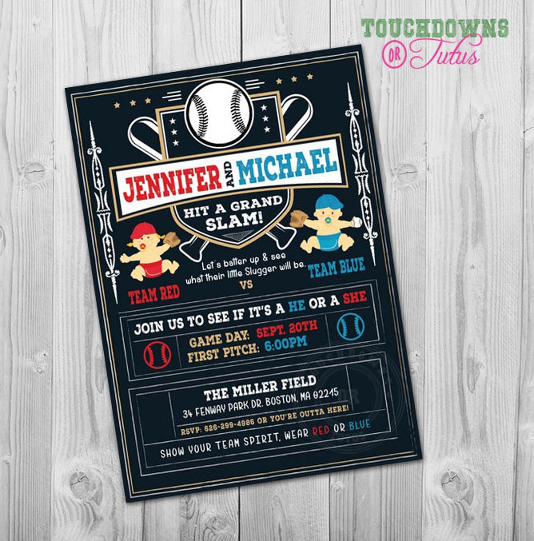 Baseball Gender Reveal Invitation Baseball Gender Reveal Invite ...