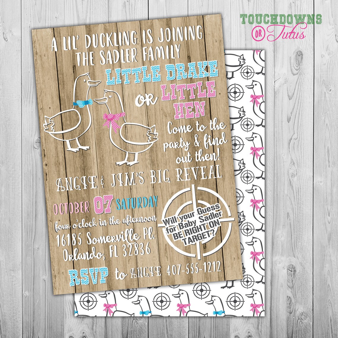 Rustic Gender Reveal Invitation Little Drake or Little Hen - Etsy