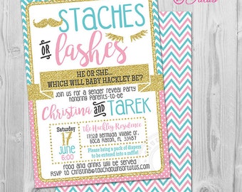 Stashes or Lashes Gender Reveal Invitation Digital File - Etsy