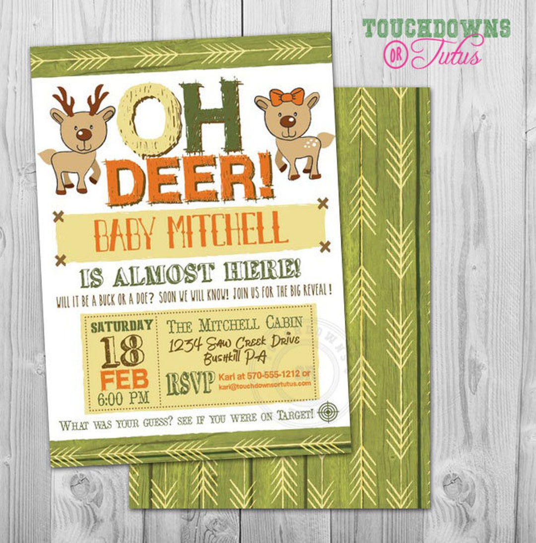 Hunting Gender Reveal Invitation Hunting Oh Deer Gender Reveal Party ...