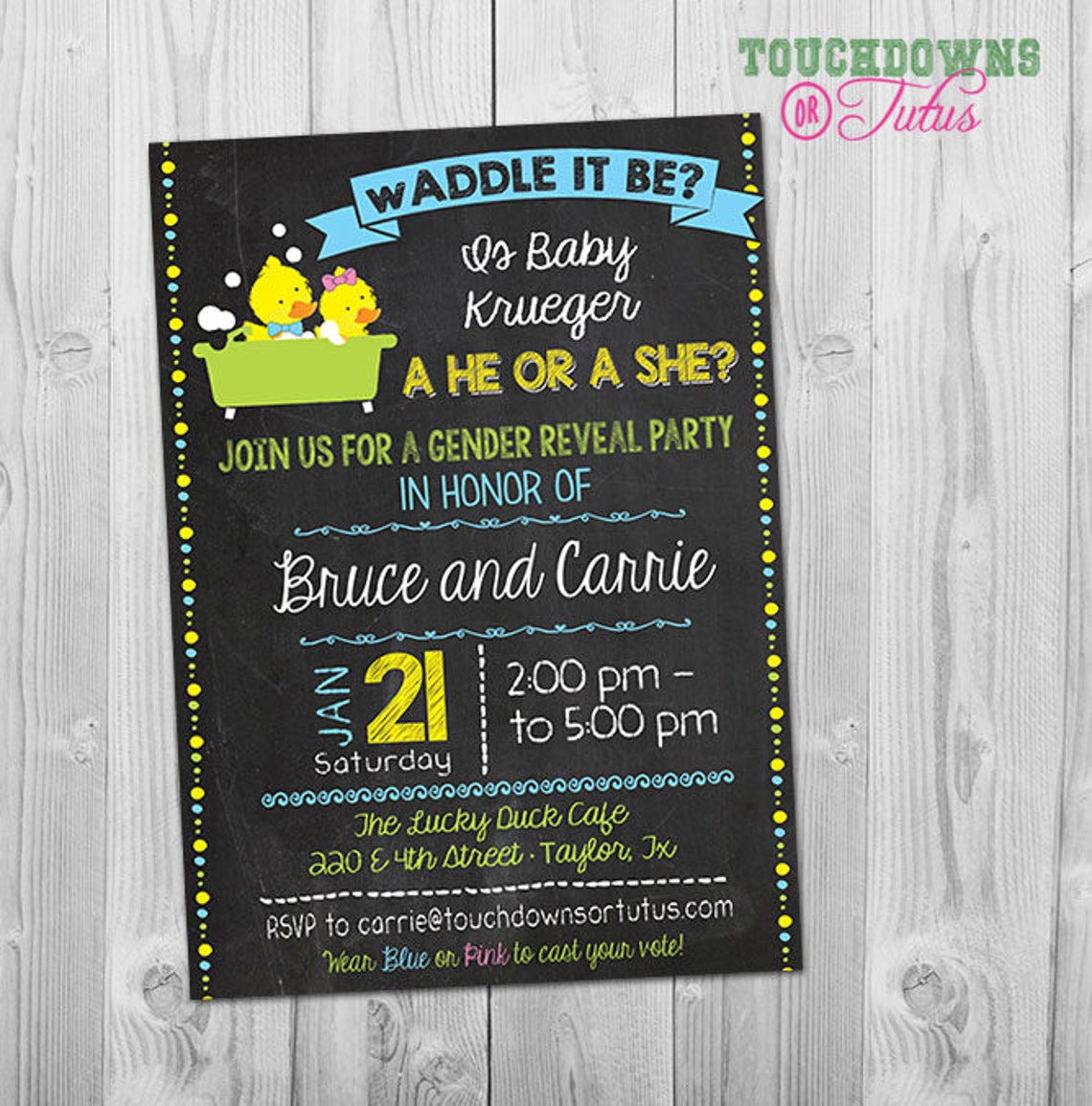 Waddle It Be Gender Reveal Invitation, Rubber Duck Gender Reveal Party ...