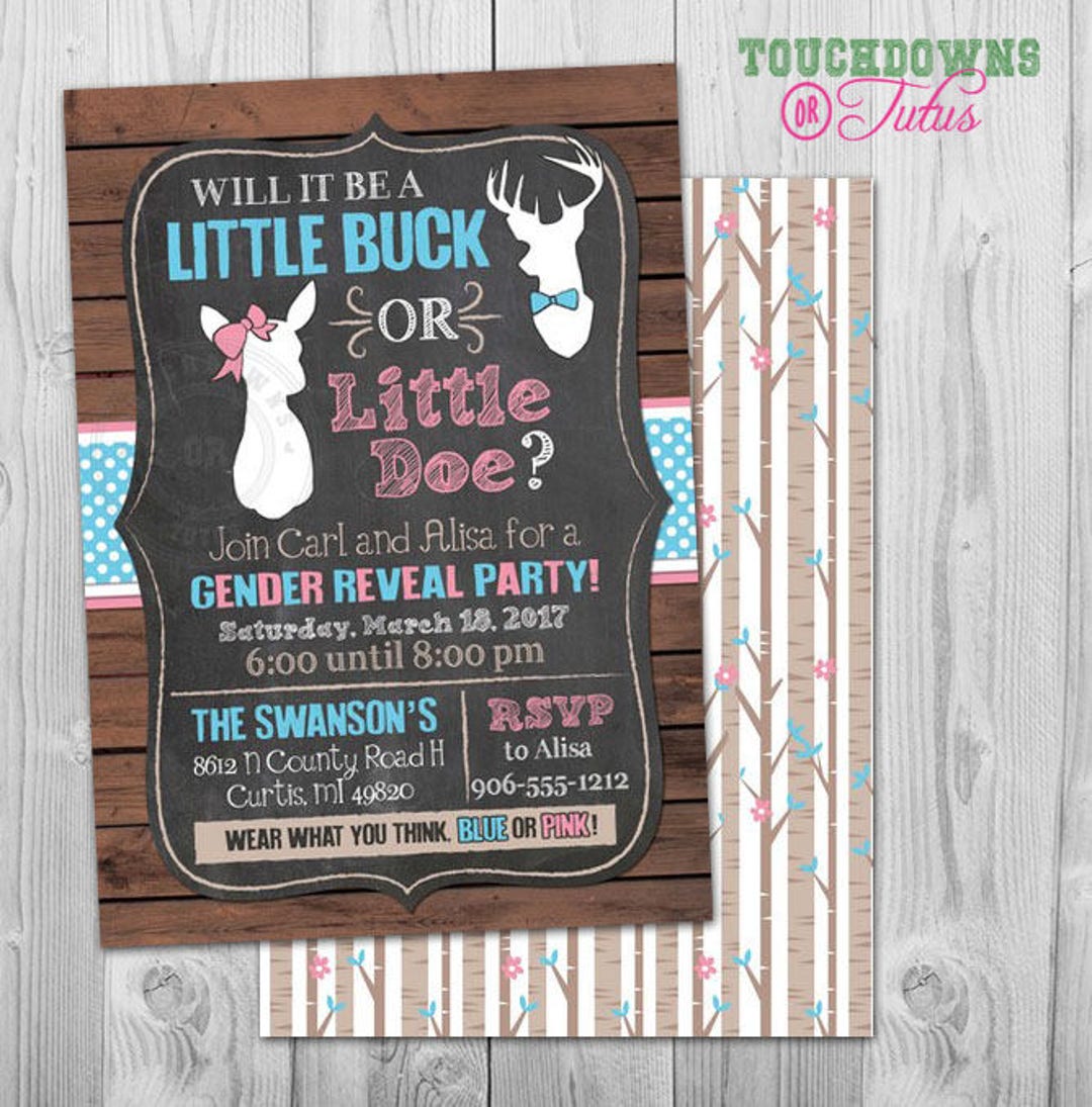 Buck or Doe Gender Reveal Party Invitation Hunting Theme, Buck or Doe ...