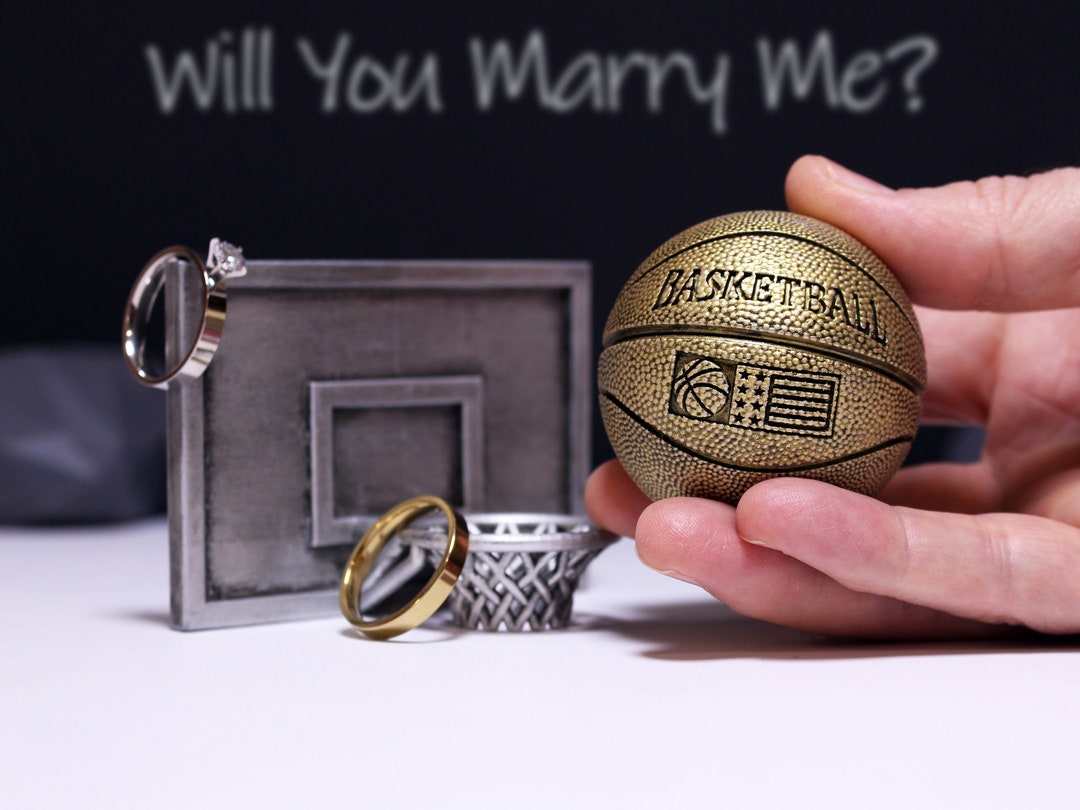 Basketball Engagement Ring Box - Basketball Hoop Proposal Ring Holder ...