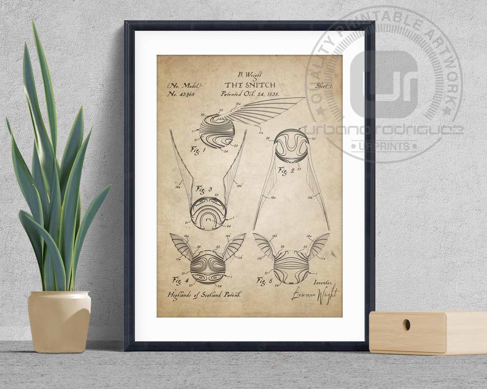 The Snitch Patent Poster PRINTABLE ART for a Geek Nerdy Room | Etsy