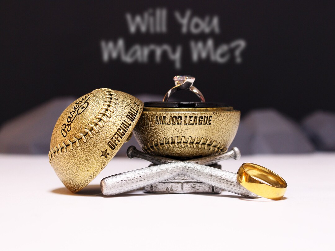 Baseball Engagement Ring Box - Official Ball Proposal Ring Stand ...